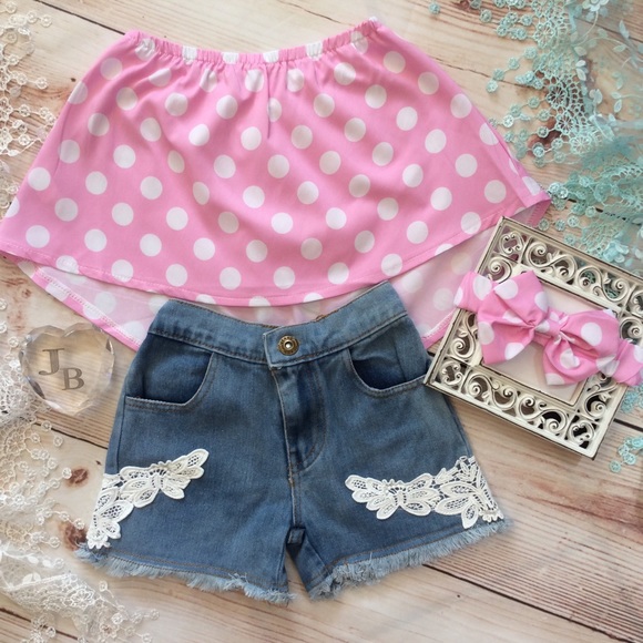 Matching Sets | Boutique Girls 3pc Pink Denim Outfit | Poshmark